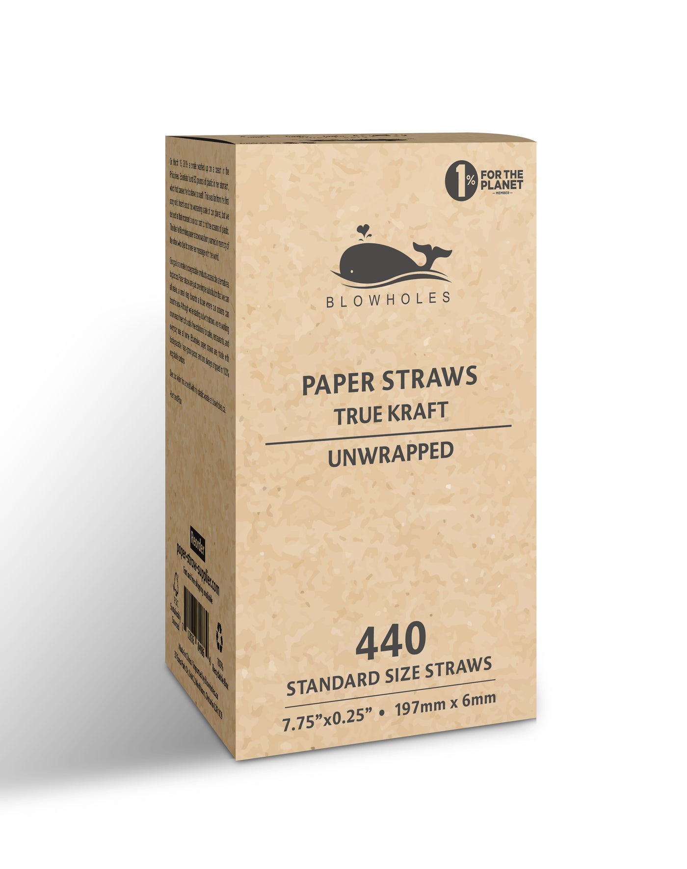 Standard 7.75" True Kraft Straws | White, Unwrapped, Box of 440 ...
